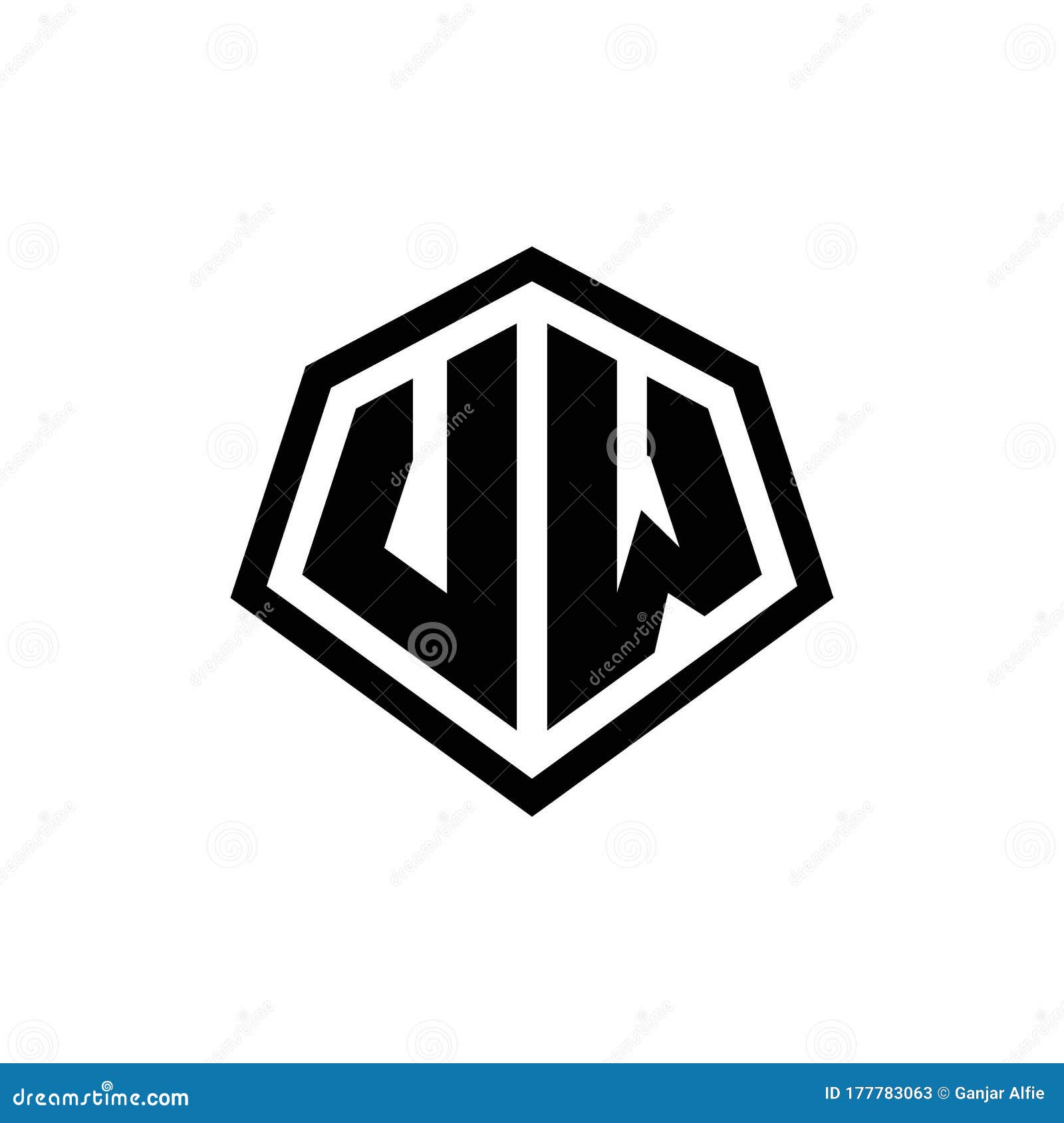 VW Monogram Logo with Hexagon Shape and Line Rounded Style Design ...