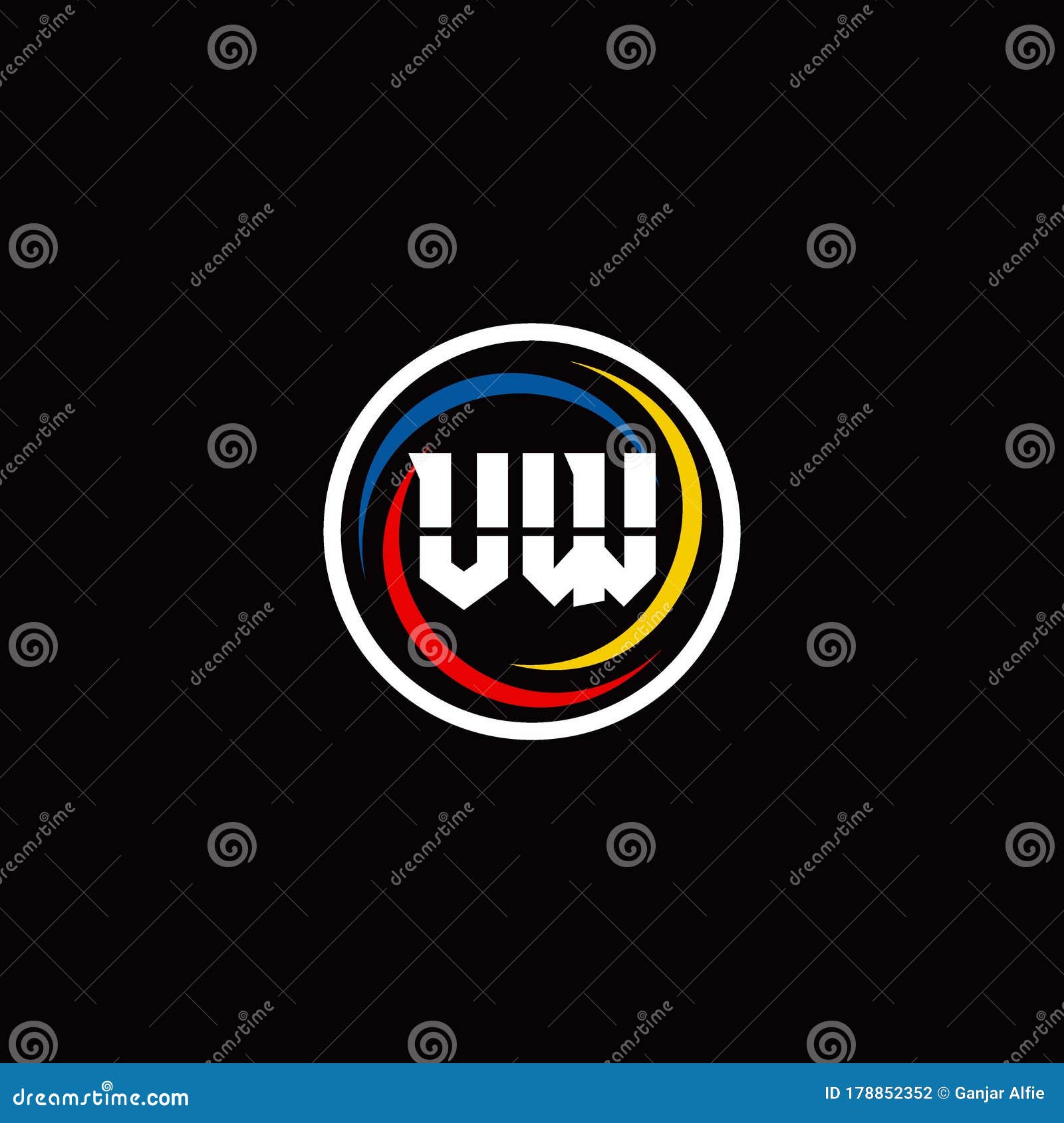 VW Monogram Logo Isolated on Circle Shape with 3 Slash Colors Rounded ...