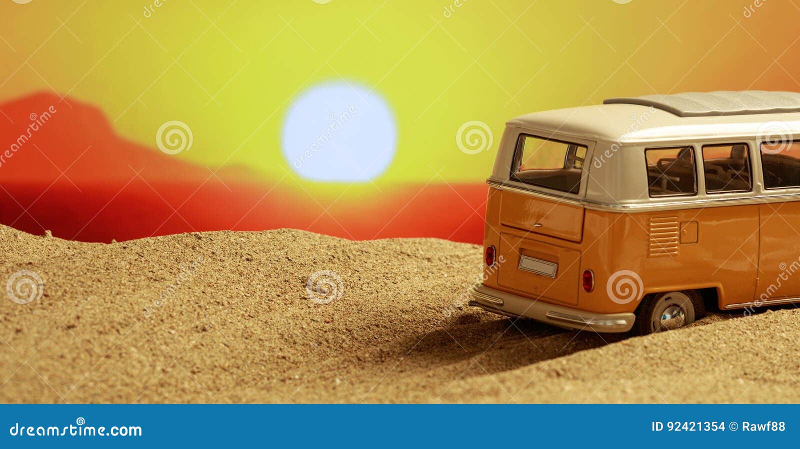 VW Van on the Beach at Sunset Stock Photo - Image of tourism, seashore ...