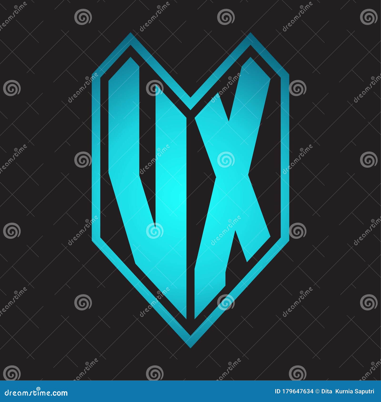 VX Logo Monogram with Emblem Line Style Isolated on Blue Gradient ...