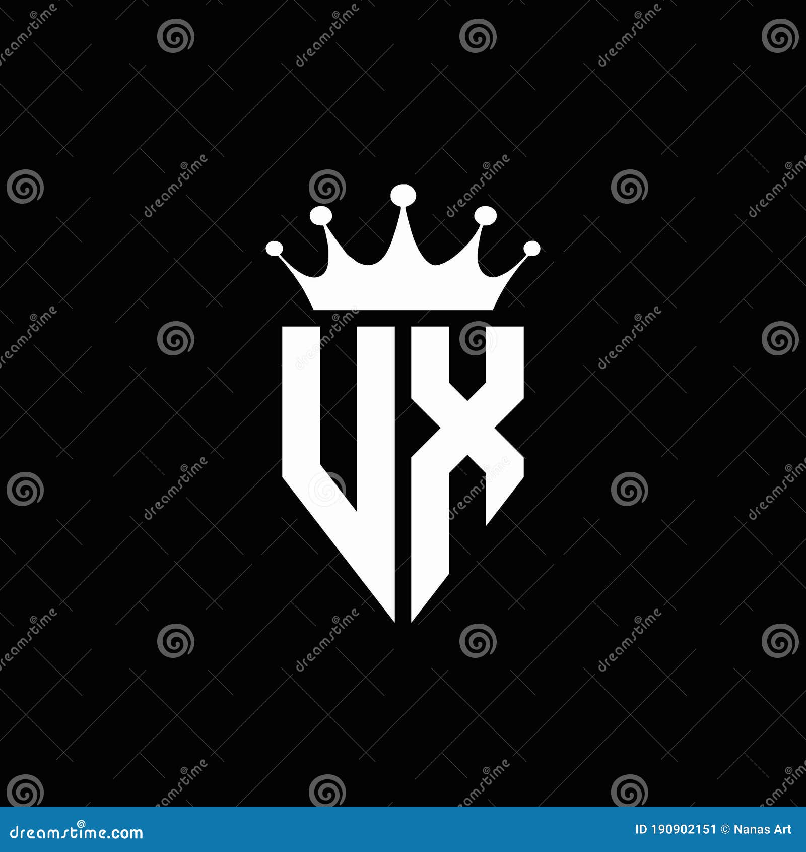 VX Logo Monogram Emblem Style with Crown Shape Design Template Stock ...