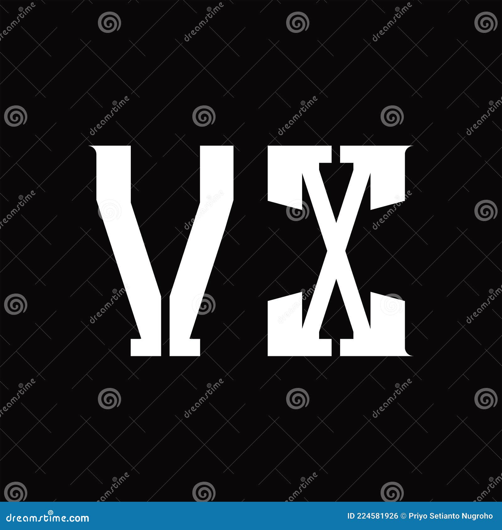 VX Logo Monogram with Middle Slice Design Template Stock Vector ...