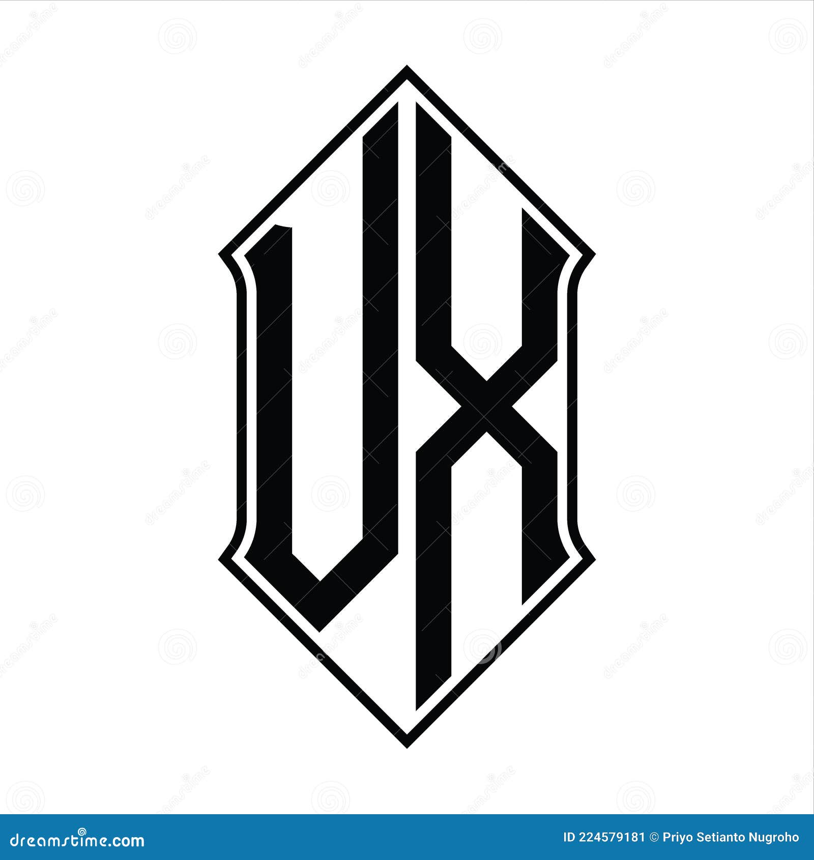 VX Logo Monogram with Shieldshape and Outline Design Template Vector ...