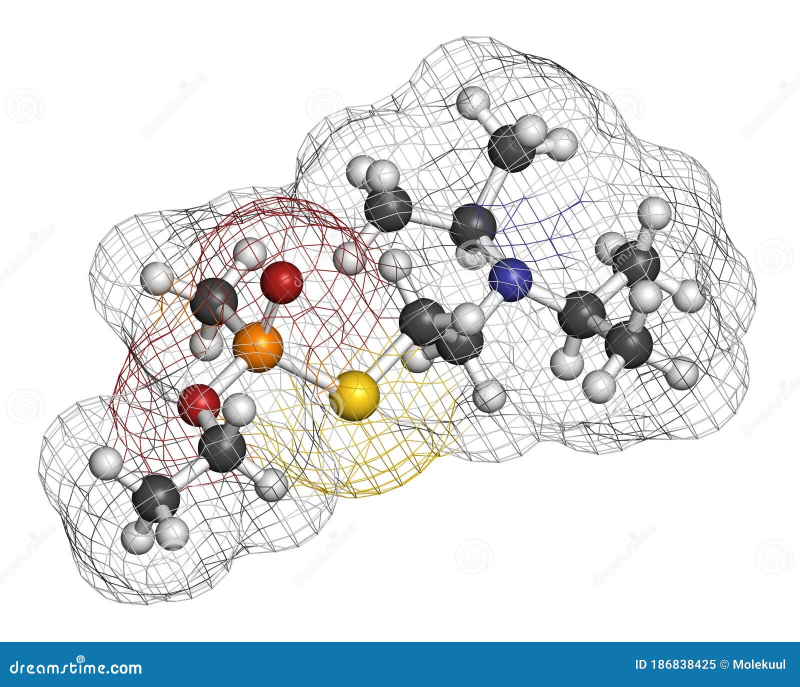VX Nerve Agent Molecule (chemical Weapon). Atoms are Represented As ...