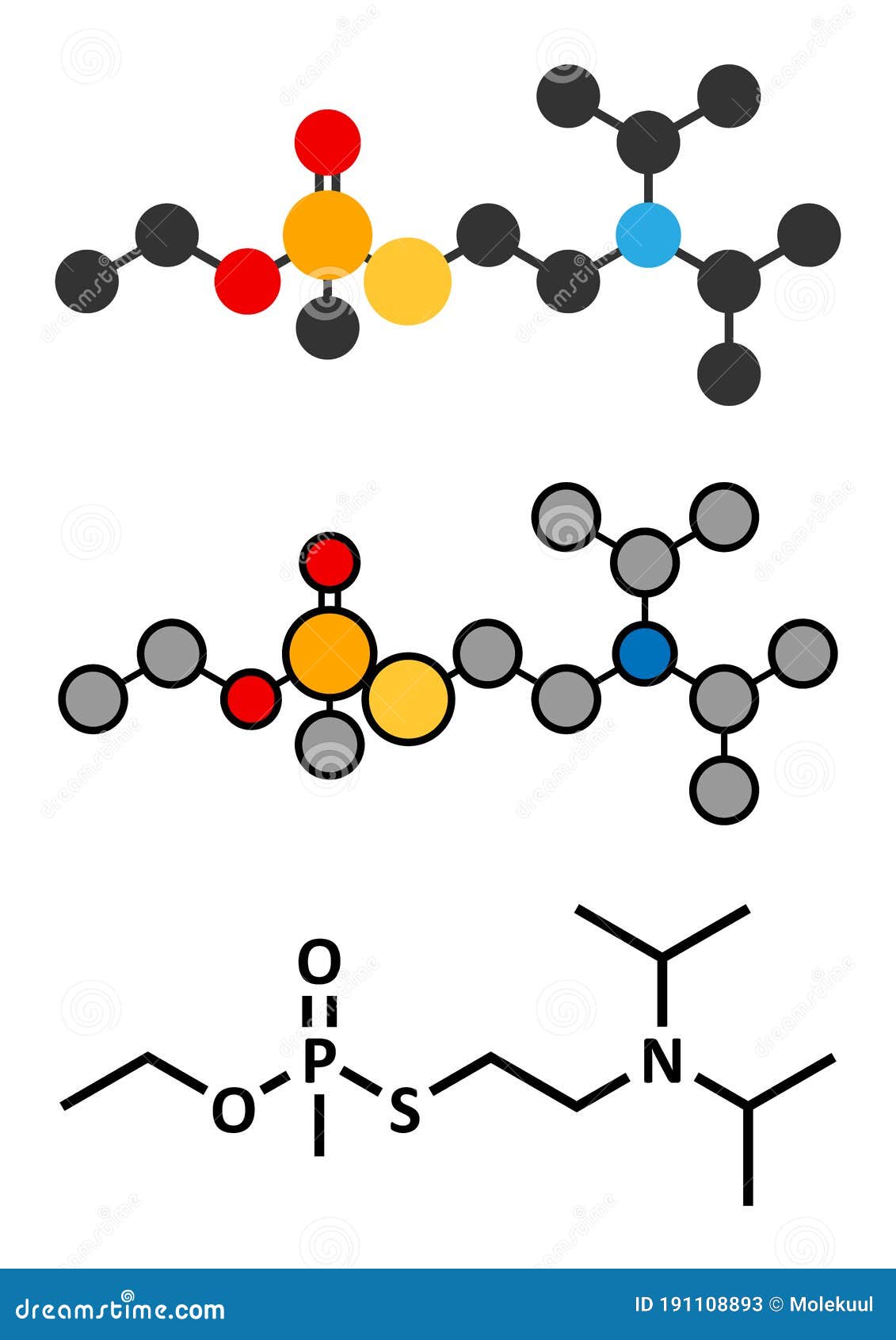 VX Nerve Agent Molecule Chemical Weapon. Stylized 2D Renderings and ...