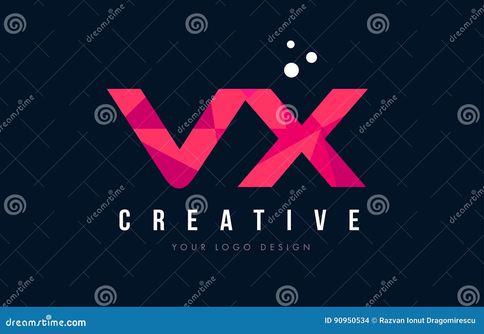 VX V X Letter Logo with Purple Low Poly Pink Triangles Concept Stock ...