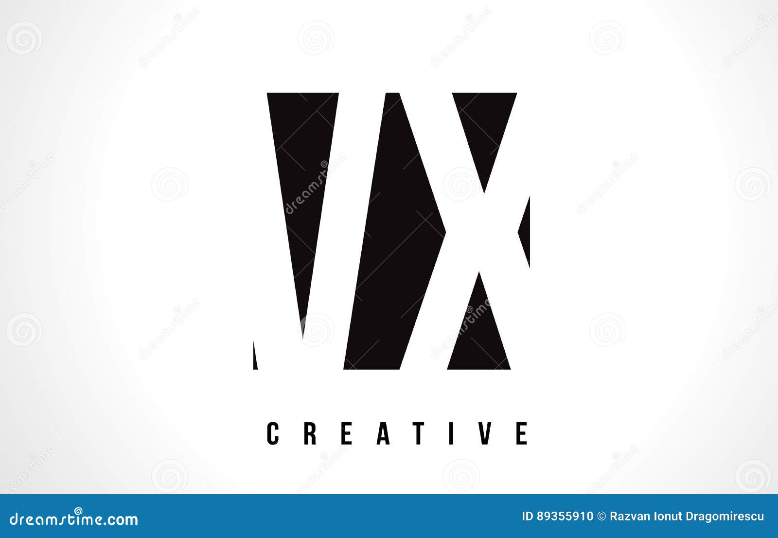 VX V X White Letter Logo Design with Black Square. Stock Vector ...