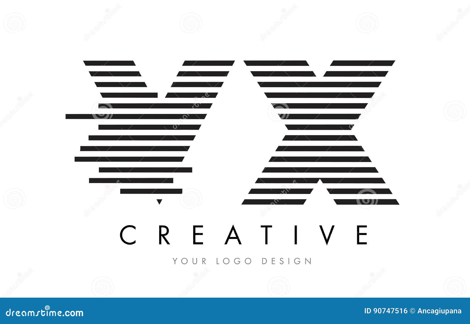 VX V X Zebra Letter Logo Design with Black and White Stripes Stock ...