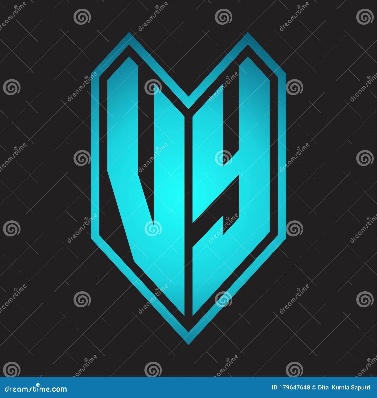 VY Logo Monogram with Emblem Line Style Isolated on Blue Gradient ...