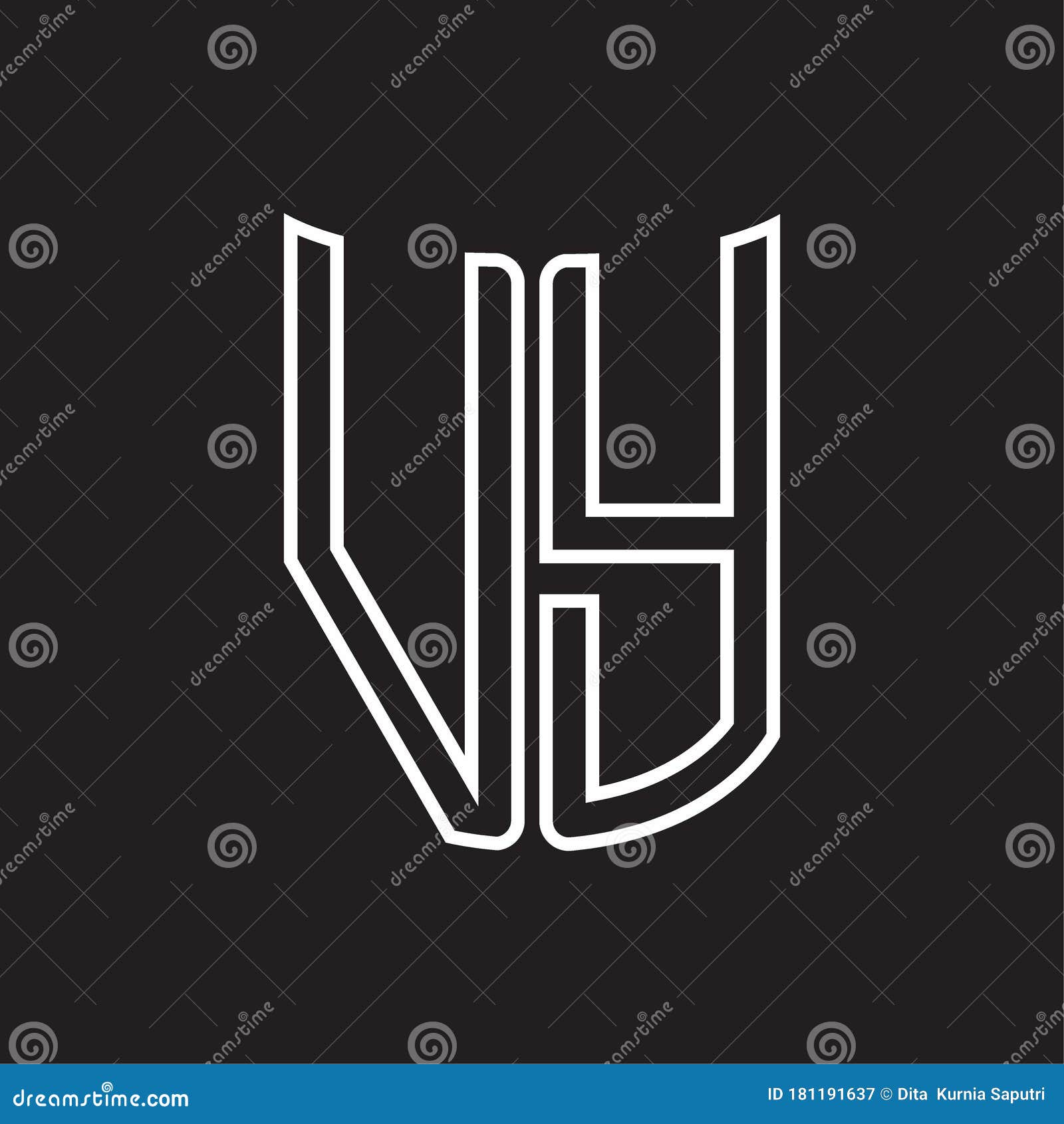 VY Logo Monogram with Ribbon Style Outline Design Template Stock ...