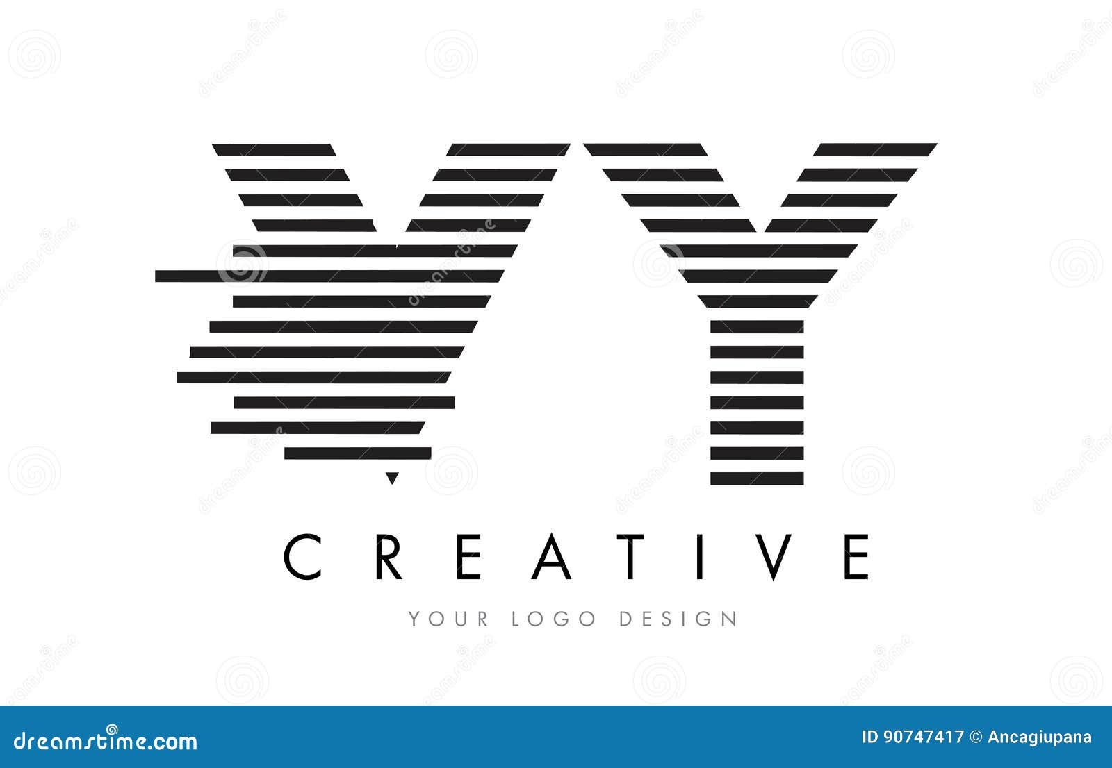 VY V Y Zebra Letter Logo Design with Black and White Stripes Stock ...