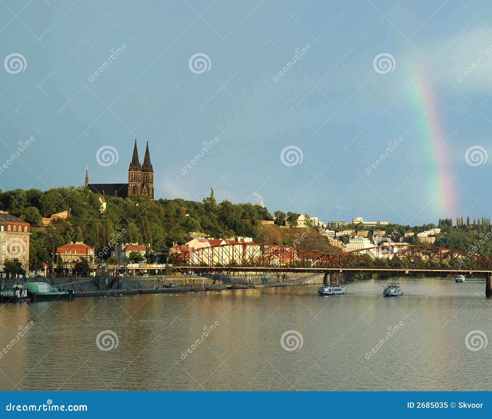 Vysehrad with Rainbow, Prague Stock Image - Image of city, riverside ...