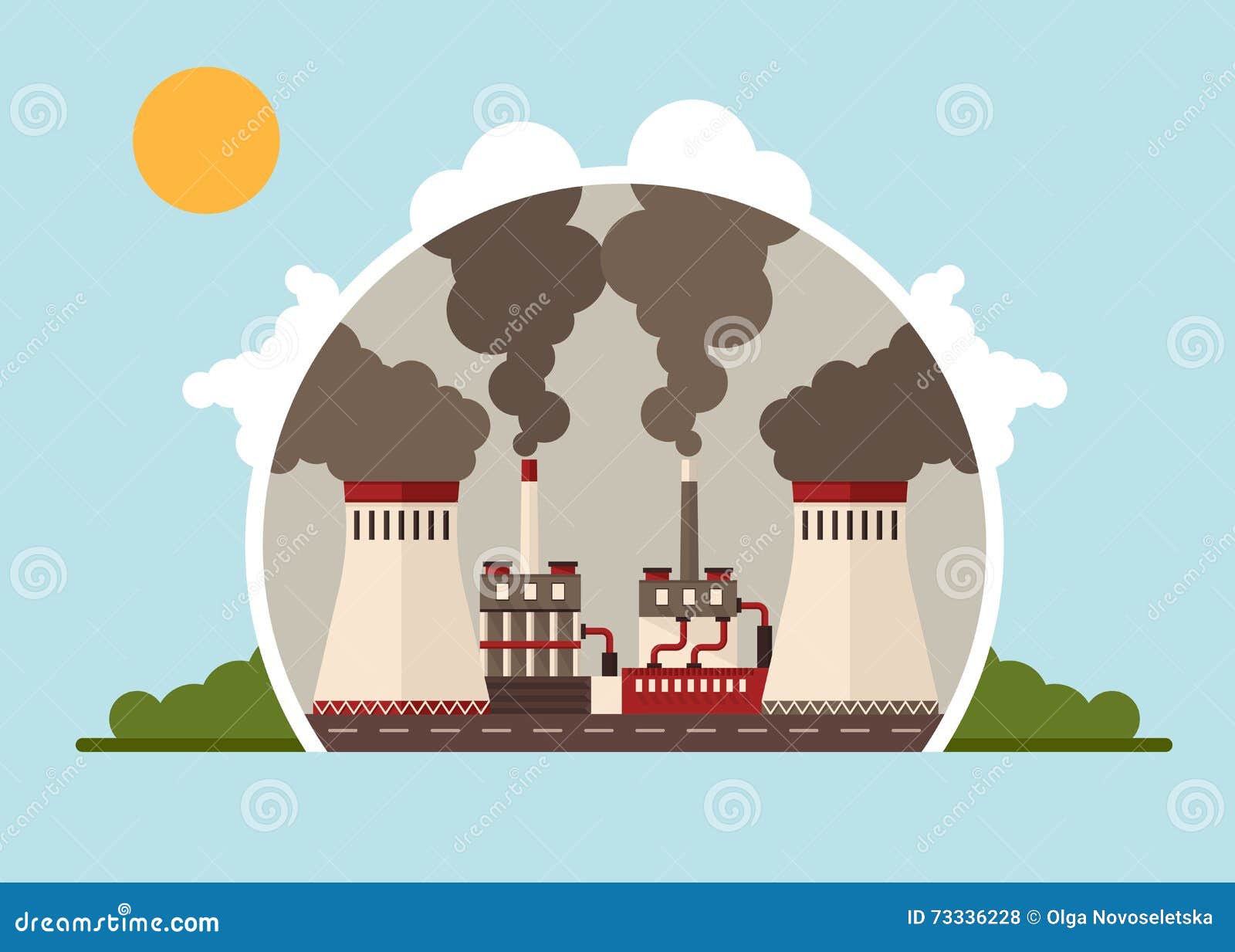 Wärmekraftwerke vektor abbildung. Illustration von hintergrund - 73336228