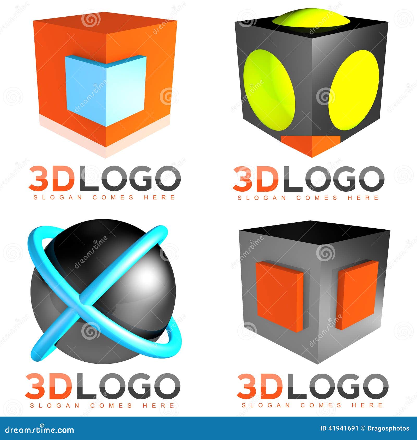 Würfellogo des Bereichs 3D stock abbildung. Illustration von schwarzes ...