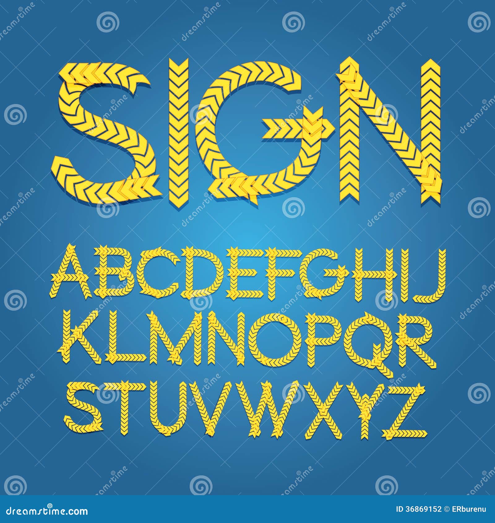 W1-8 Chevron Sign Alphabet Vector Stock Vector - Illustration of sign ...