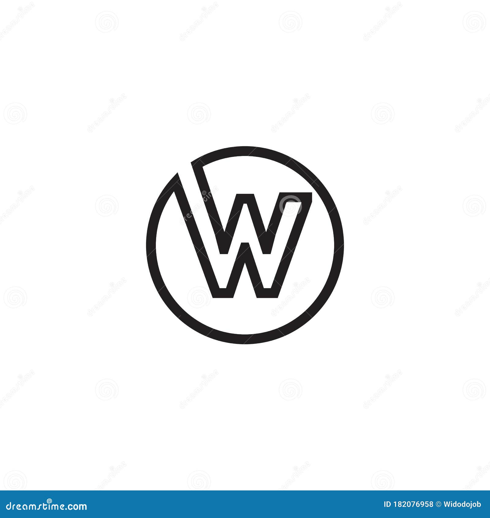 W Circle Letter Lines Logo Design Vector Stock Vector - Illustration of ...