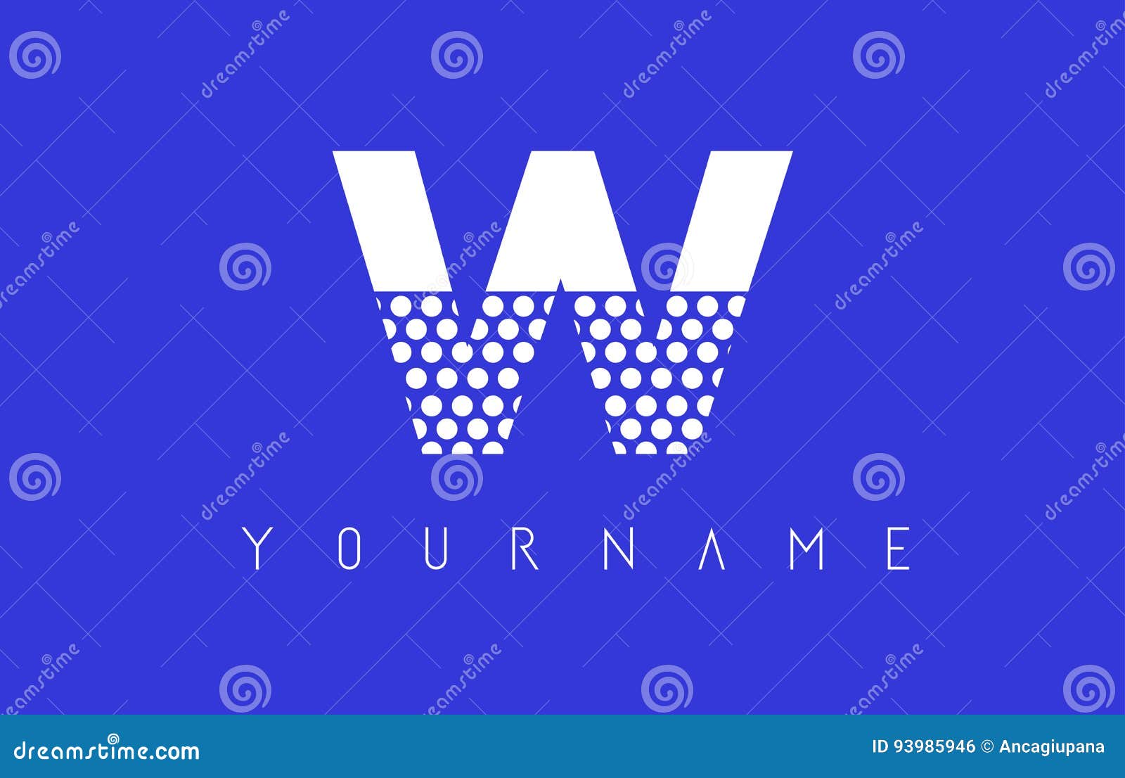 W Dotted Letter Logo Design with Blue Background. Stock Vector ...