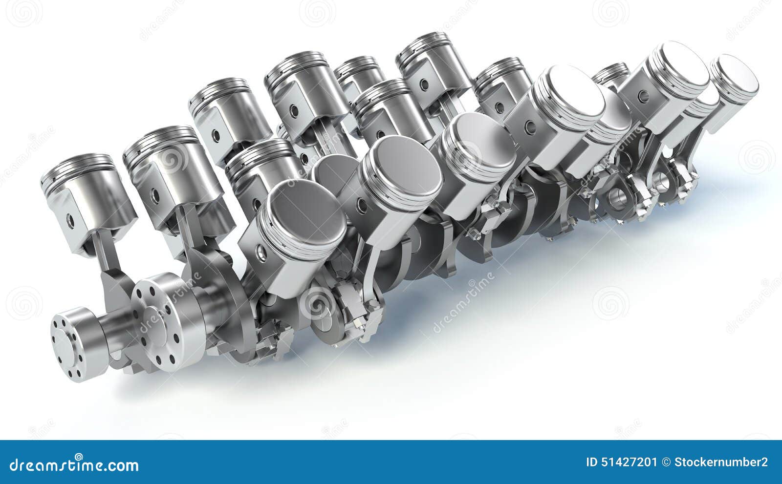 W16 engine pistons. 3D stock illustration. Illustration of repair ...