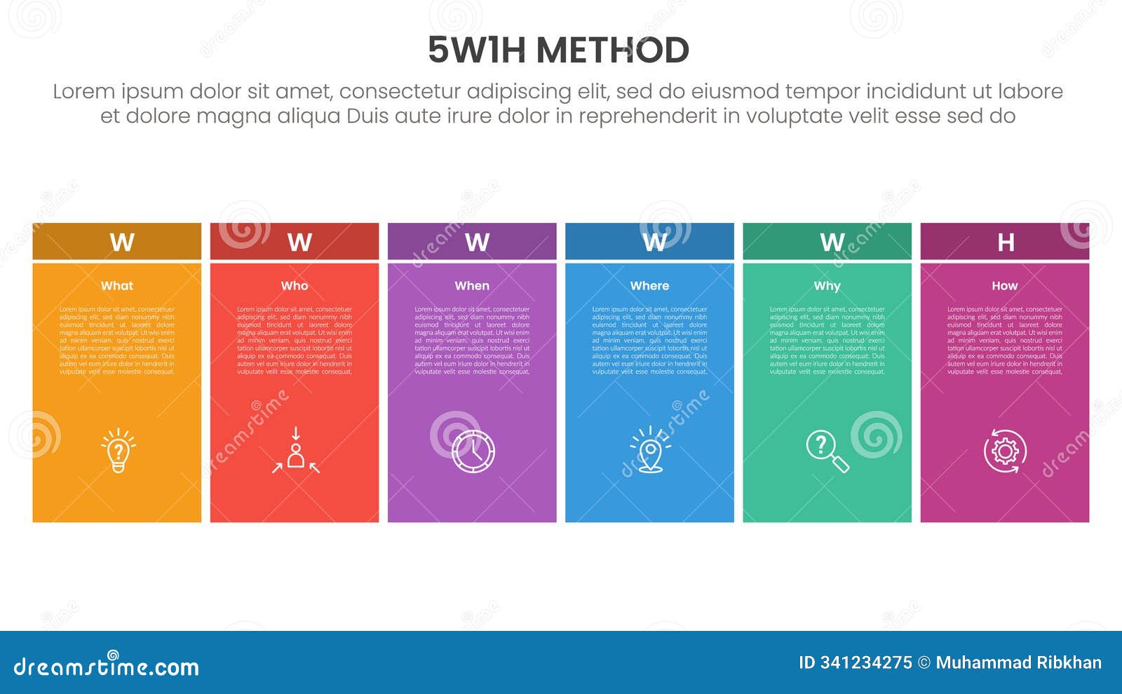 5W1H Analysis Infographic With Calendar Date Style Up And Down With 6 ...