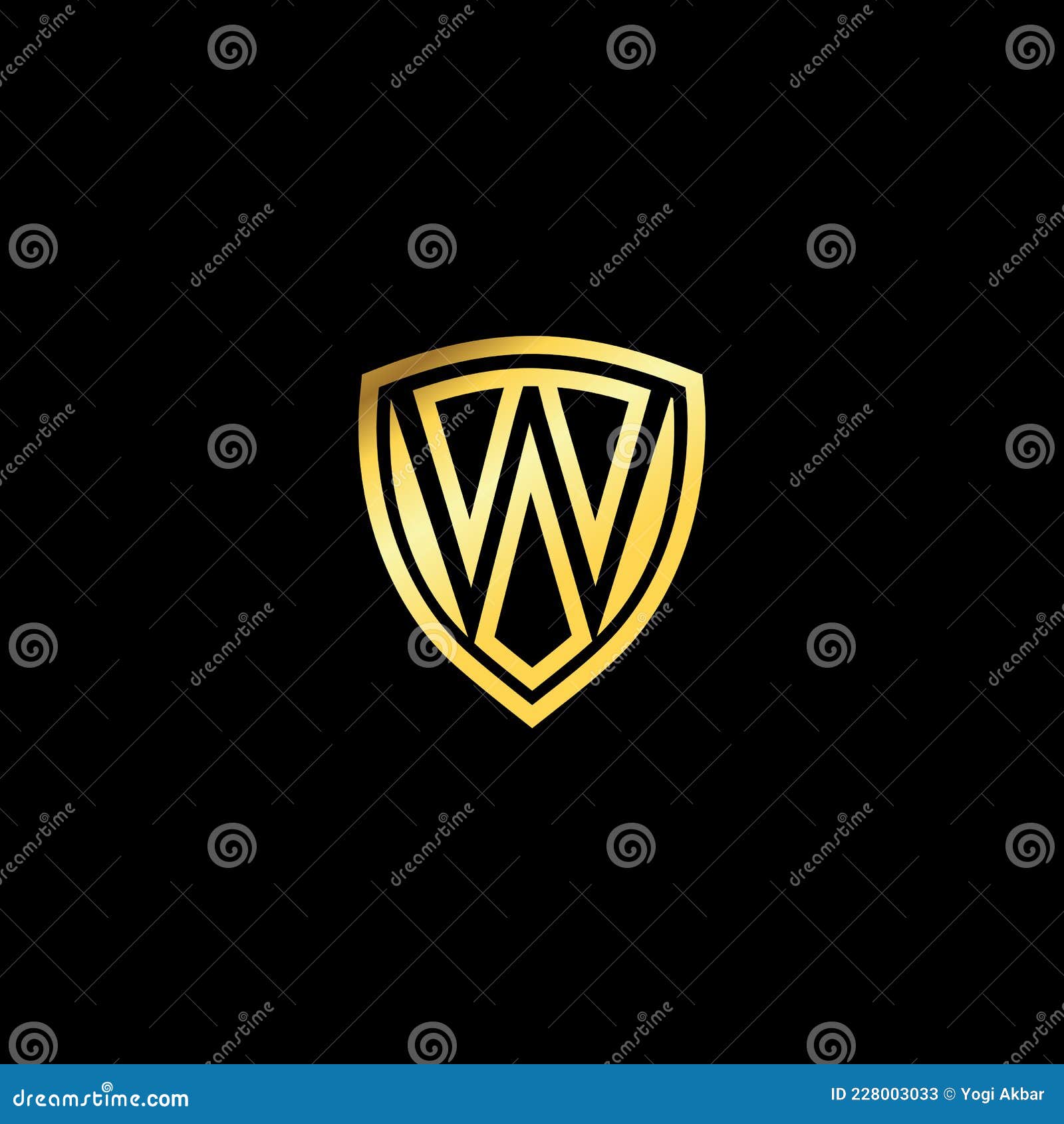 W Letter Emblem Logo. Luxury Gold Shield Design Stock Vector ...