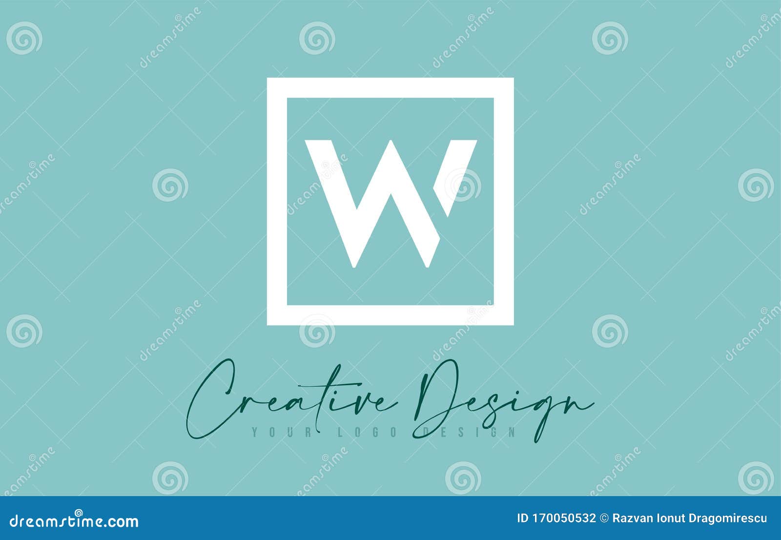 W Letter Icon Design with Creative Modern Look and Teal Background ...
