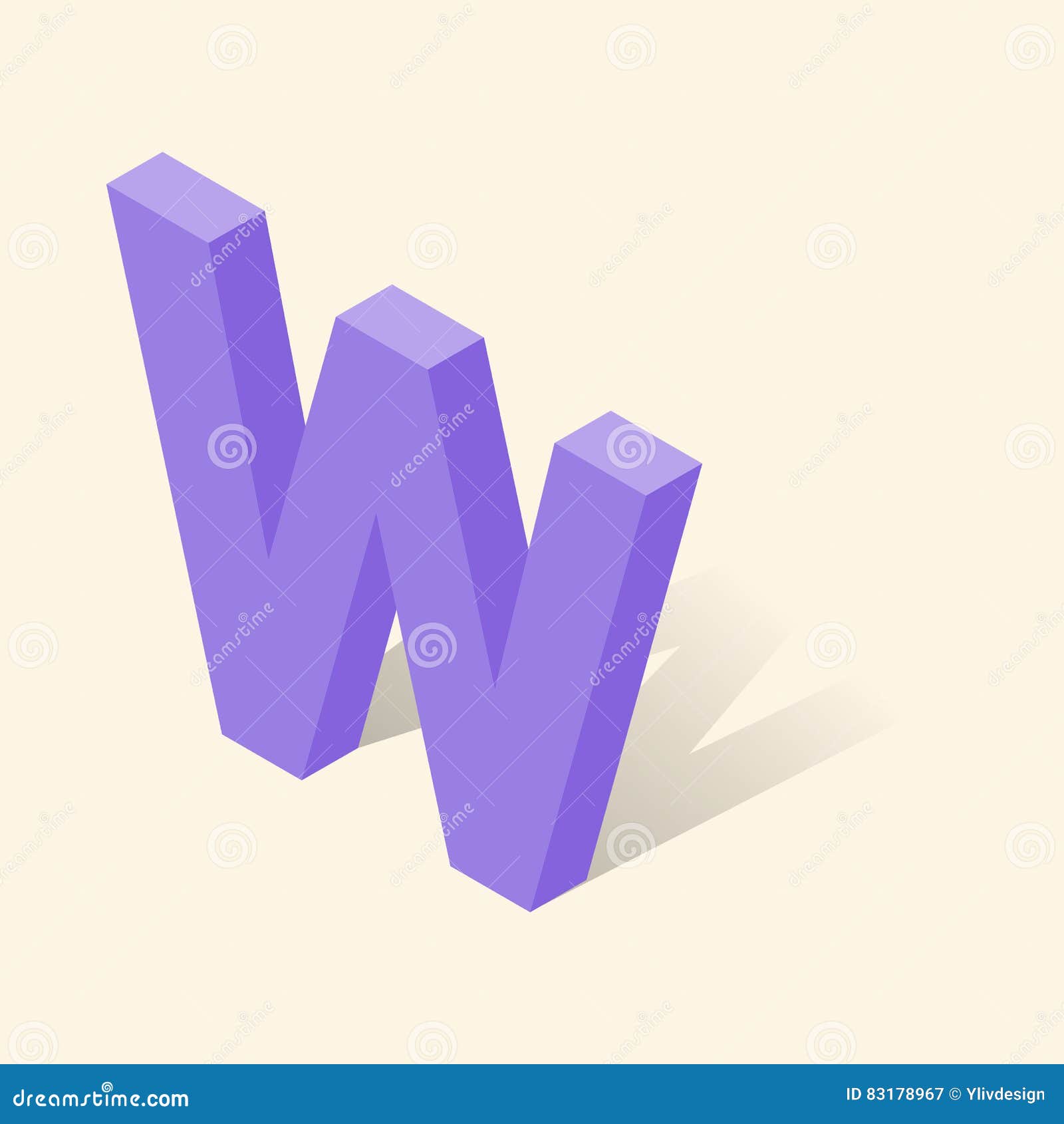 W Letter in Isometric 3d Style with Shadow Stock Vector - Illustration ...