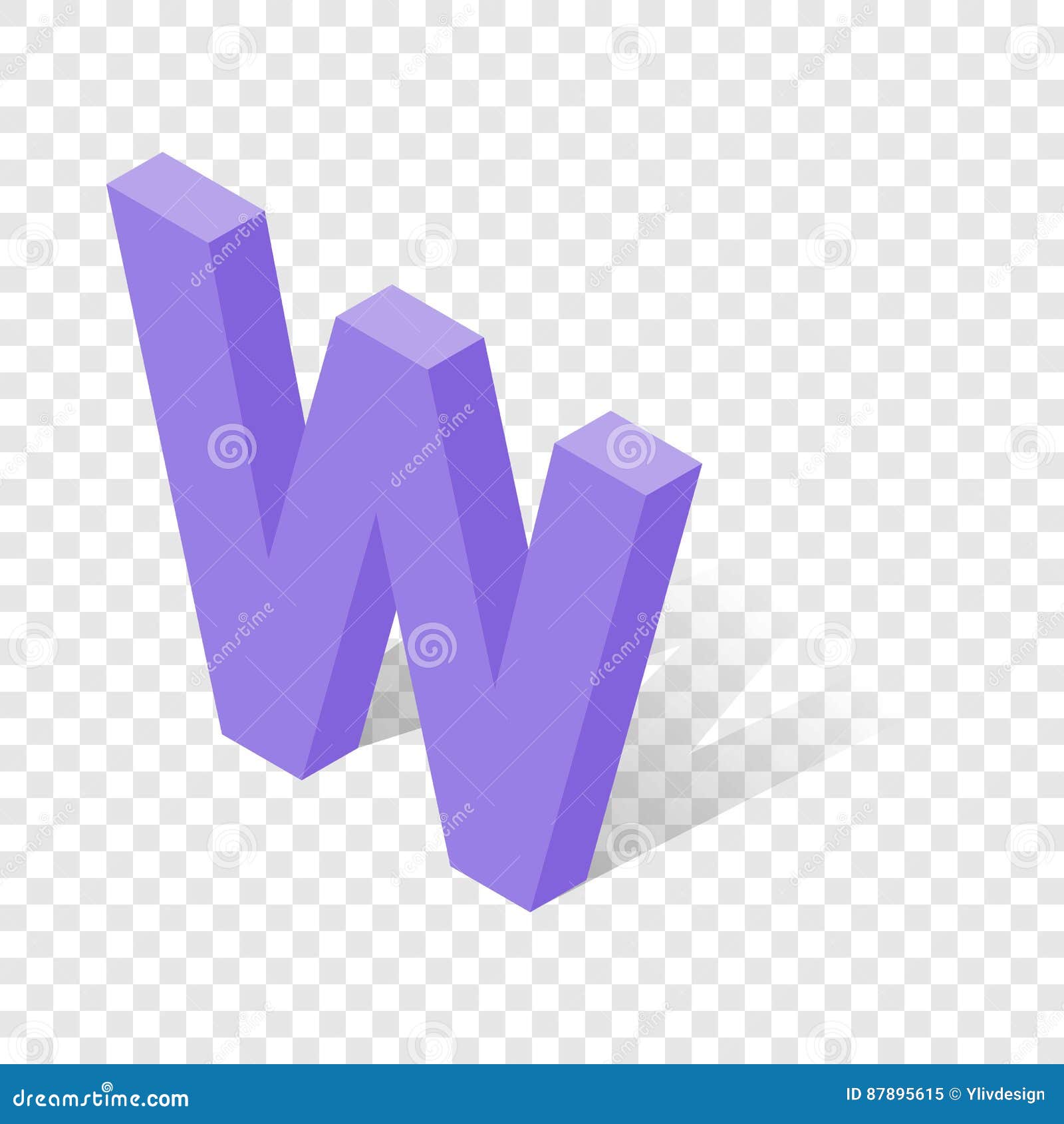 W Letter in Isometric 3d Style with Shadow Stock Vector - Illustration ...