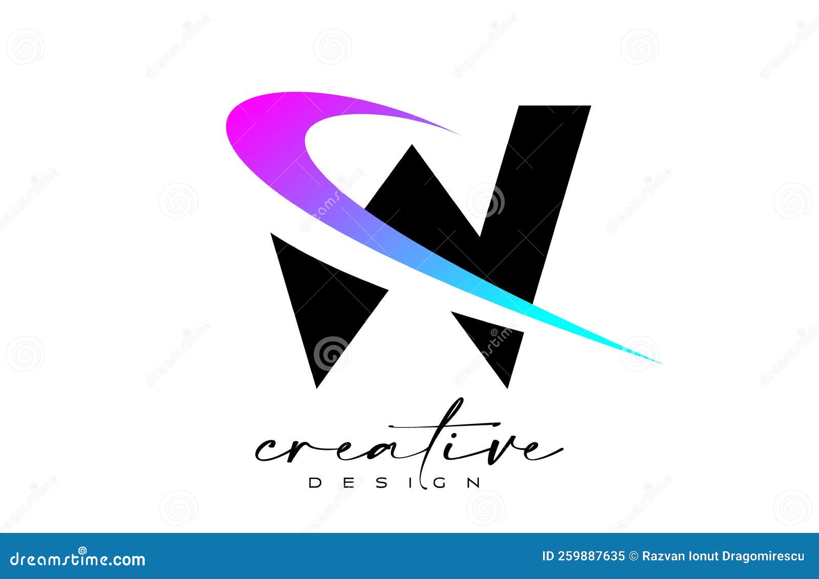 W Letter Logo Design with Creative Purple Blue Swoosh. Letter W Initial ...