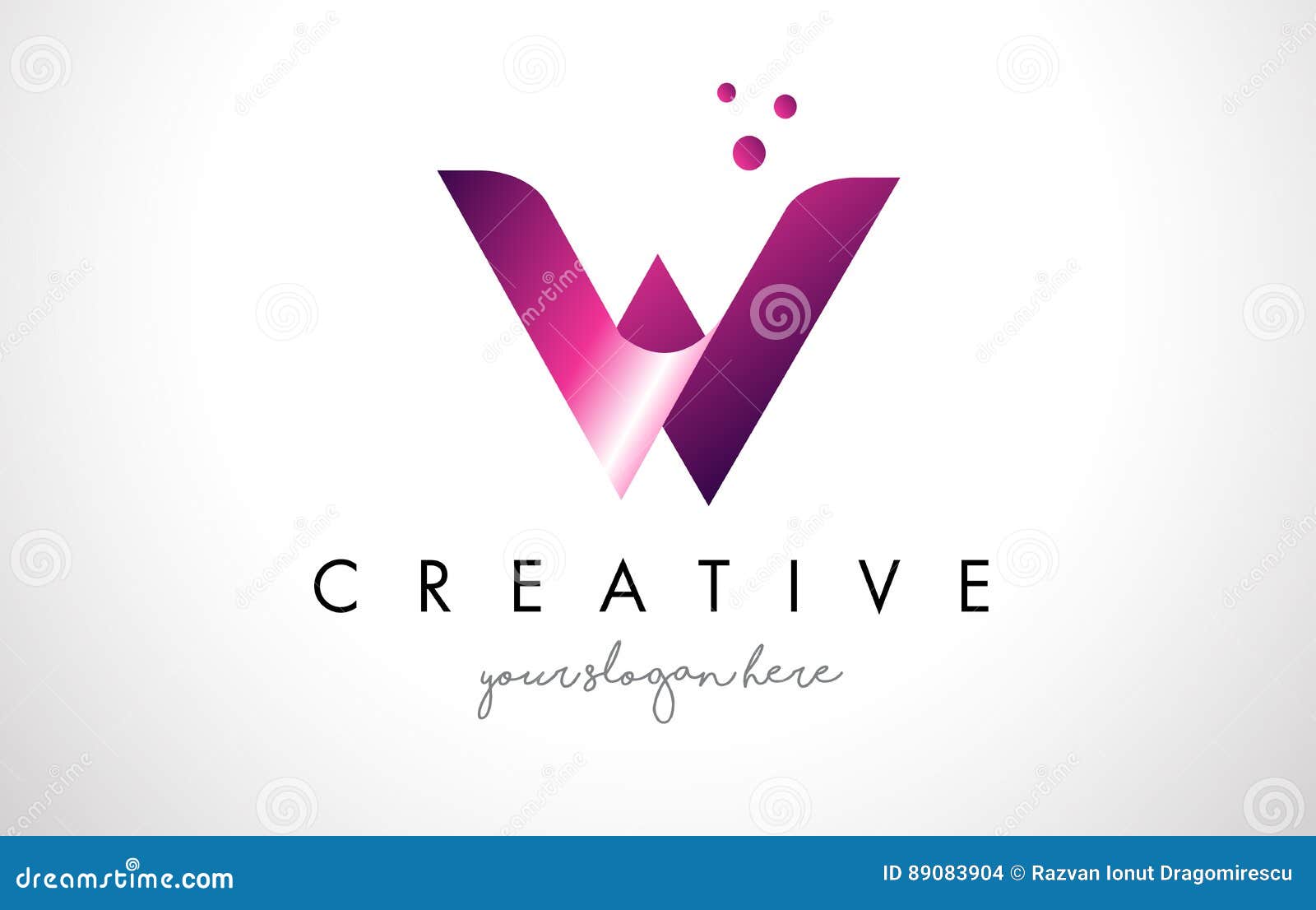 W Letter Logo Design with Purple Colors and Dots Stock Vector ...