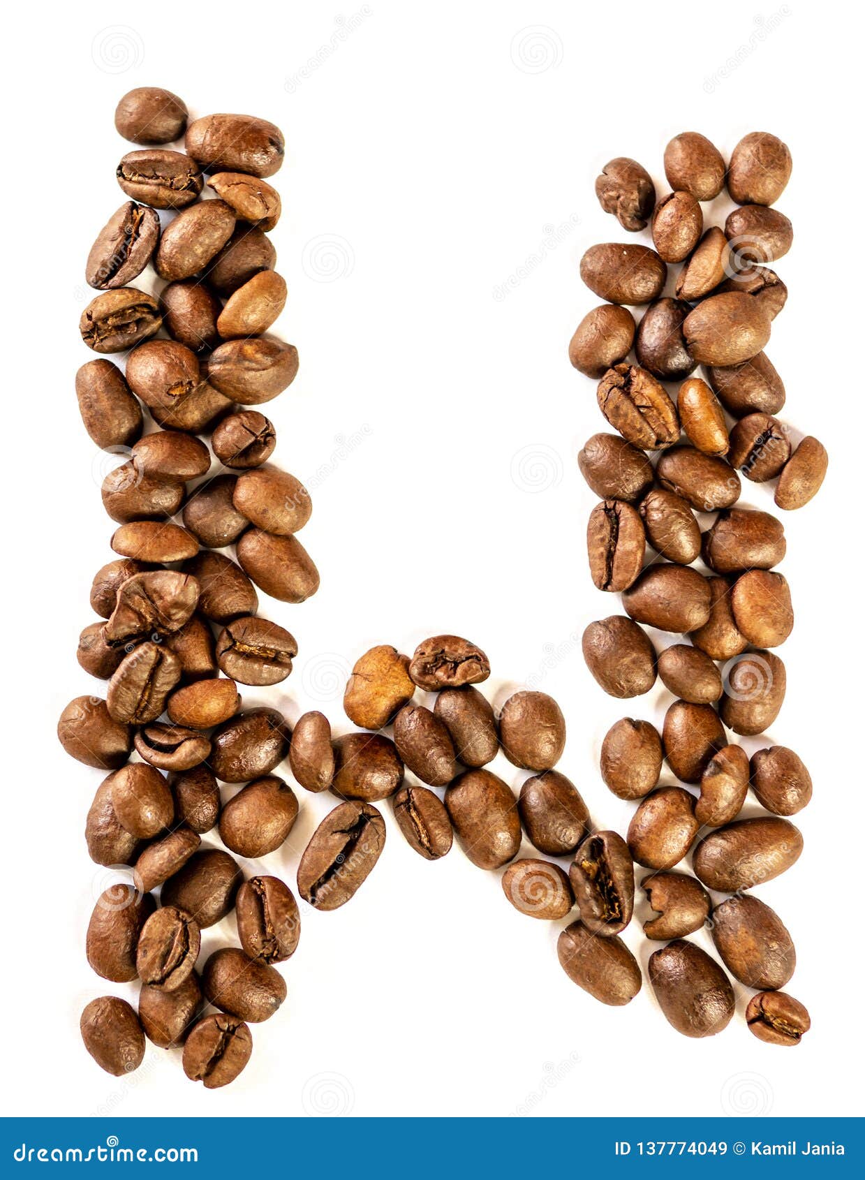 W Letter Made from Coffee Beans Isolated on White Background Stock ...