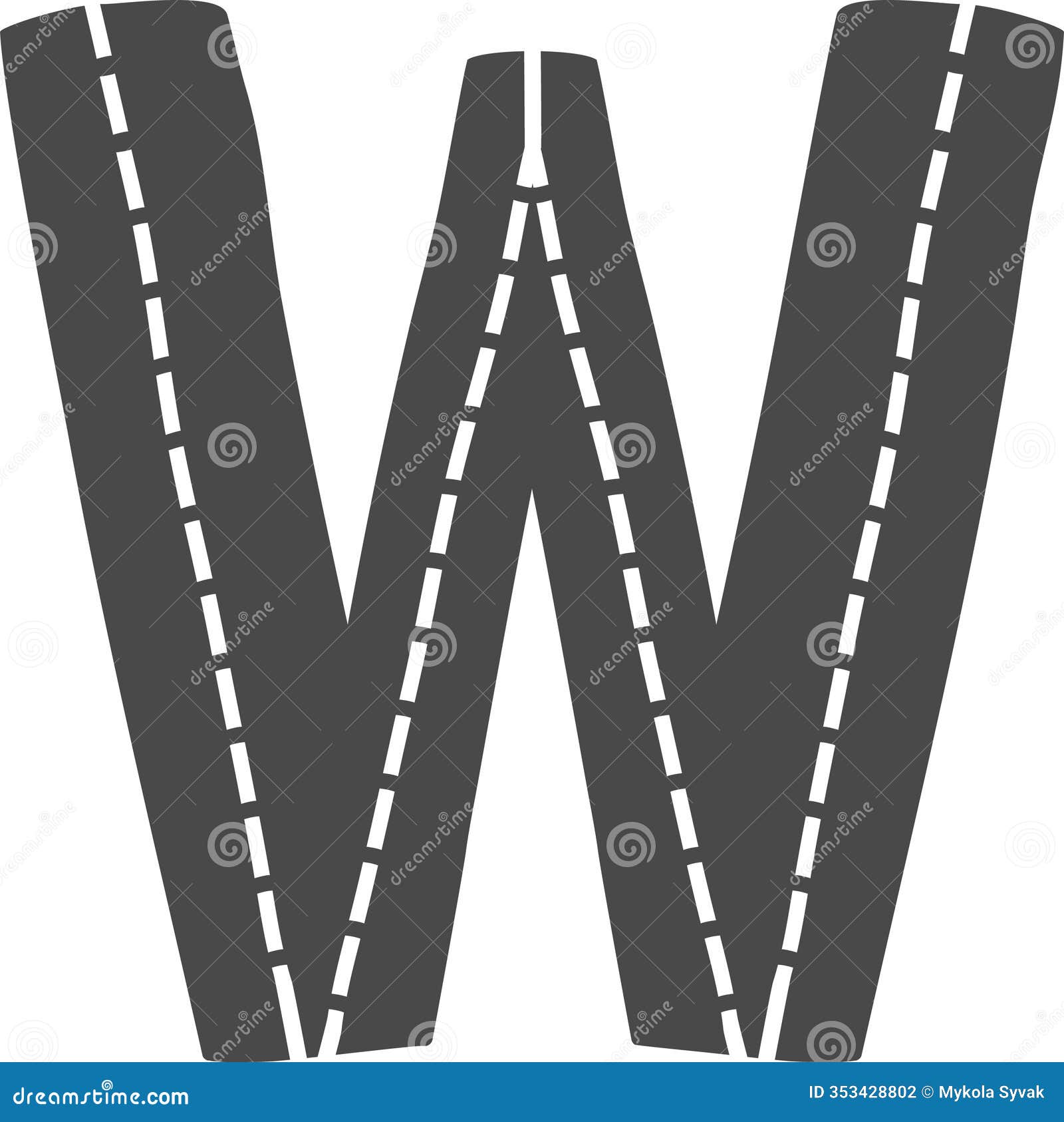 W Letter Road Alphabet Kids Stock Illustration - Illustration of city ...