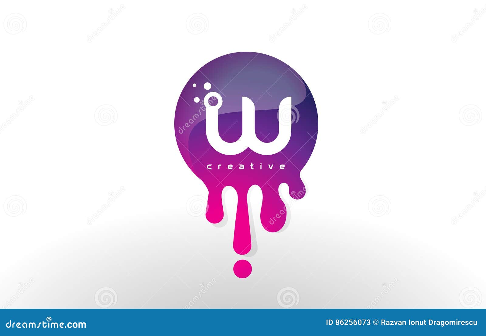 W Letter Splash Logo. Purple Dots and Bubbles Letter Design Stock ...