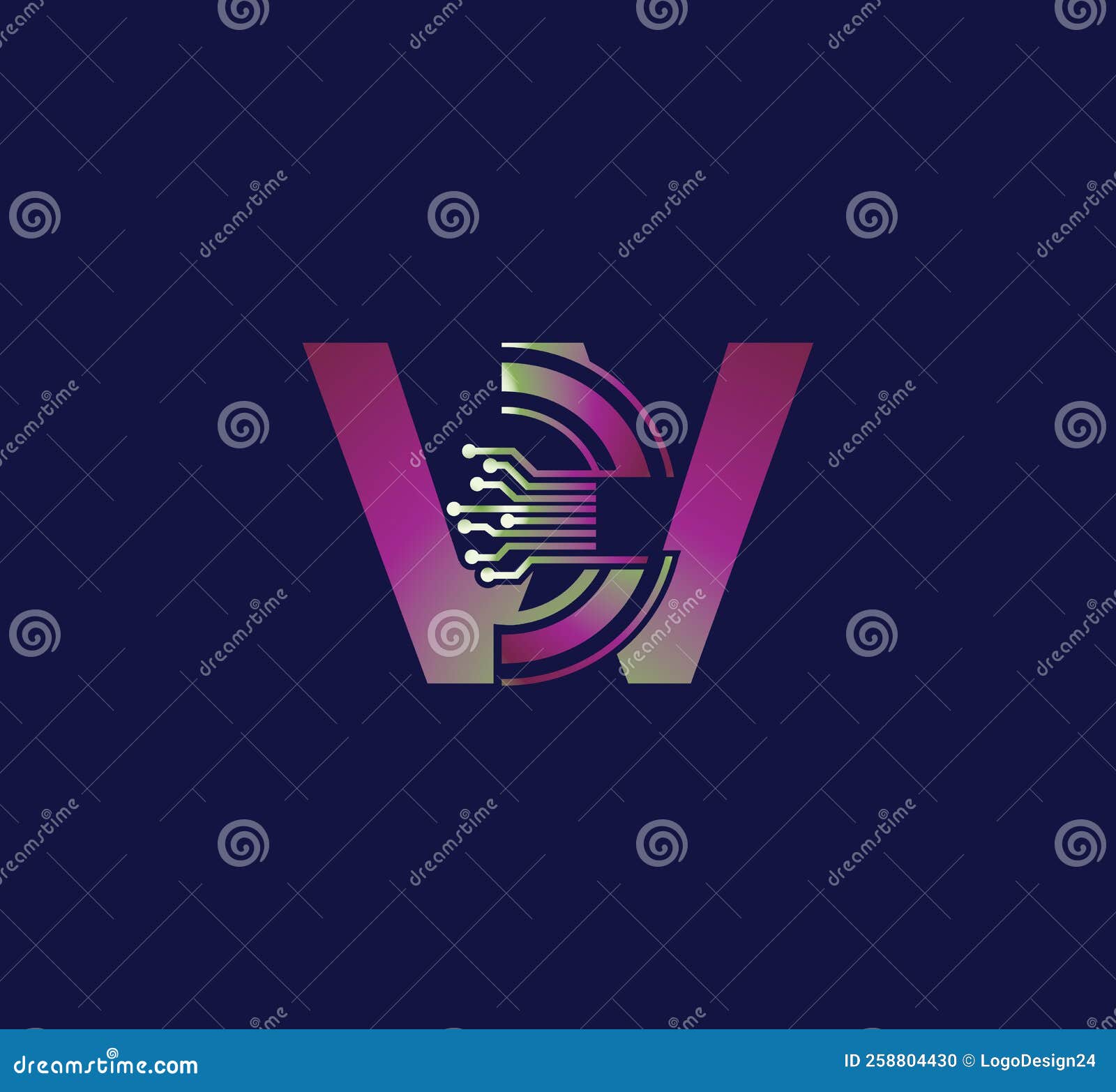 W Letter Technology Logo Design. with Communication Service. Modern ...