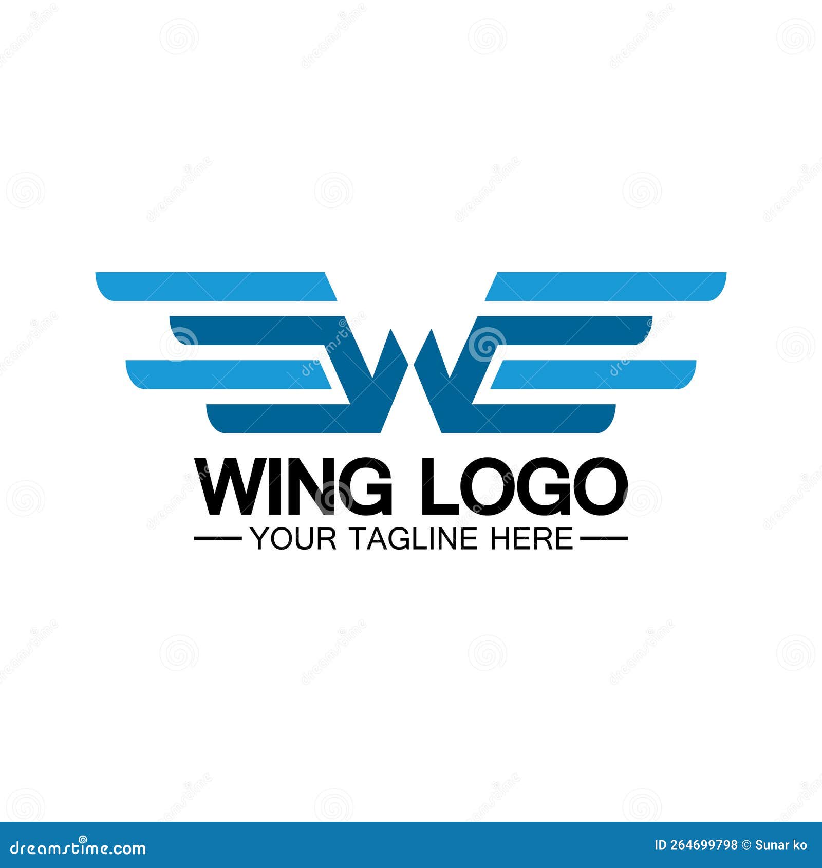 W Letter for Wings Logo Design, Combination W Letter and Wings Stock ...