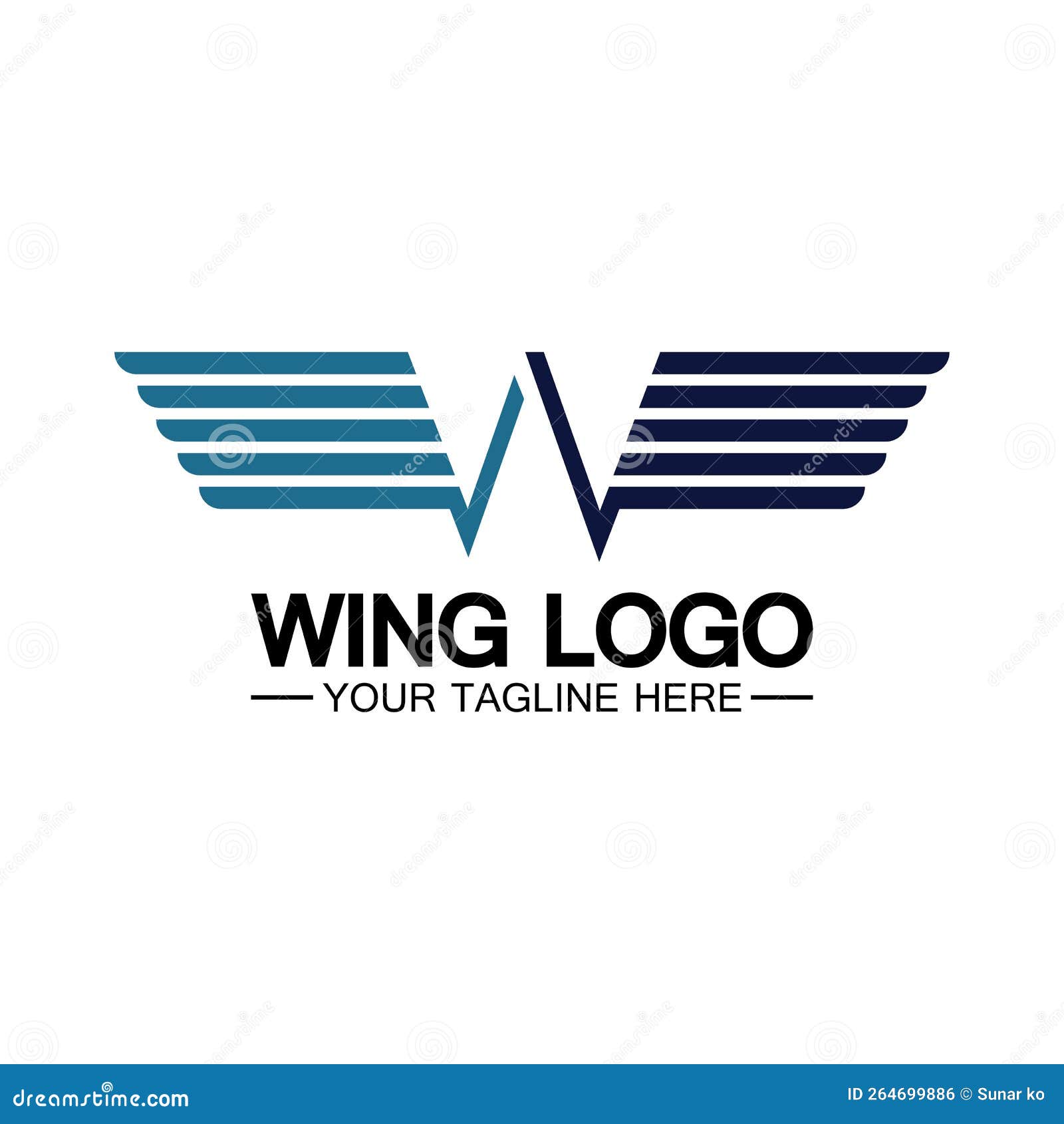 W Letter for Wings Logo Design, Combination W Letter and Wings Stock ...