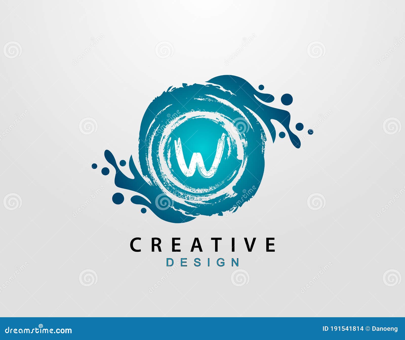 W Logo with Blue Splash Element. Blue Wave Logo Design Template Stock ...