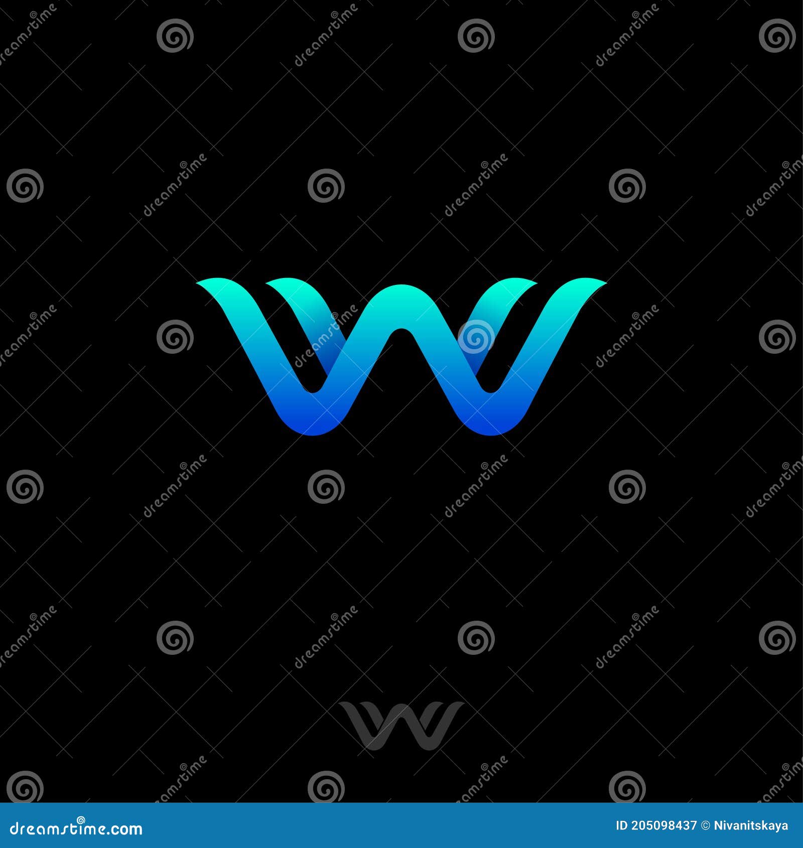 W Logo Consist of Waves. W Monogram. Symbol of Sea and Waves Stock ...