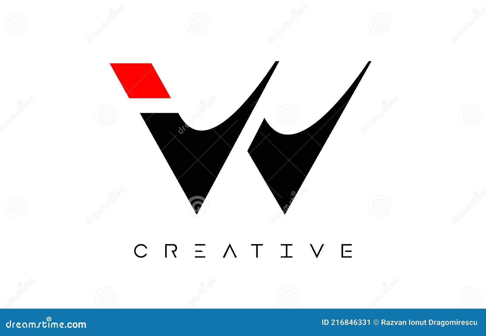 W Modern Letter Logo Design with Creative Look in Black and Red Colors ...