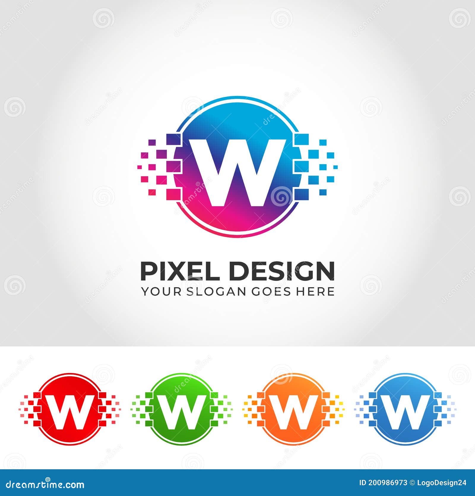 W Pixel Logo Design Concept Stock Vector - Illustration of logotype ...