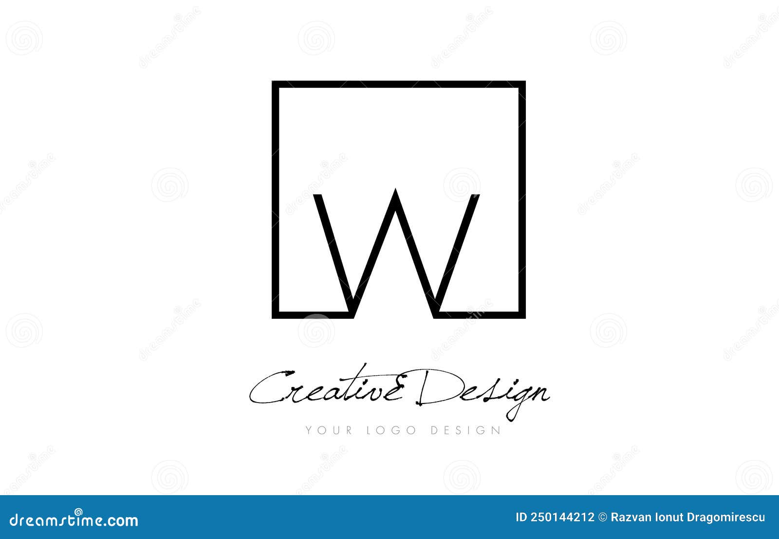W Square Frame Letter Logo Design with Black and White Colors Stock ...