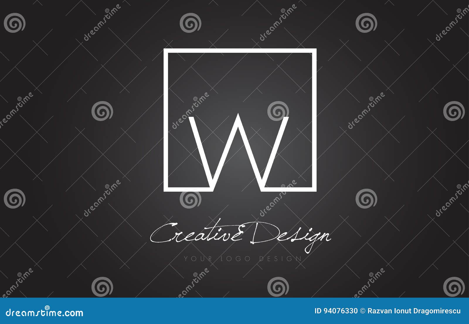 W Square Frame Letter Logo Design with Black and White Colors. Stock ...