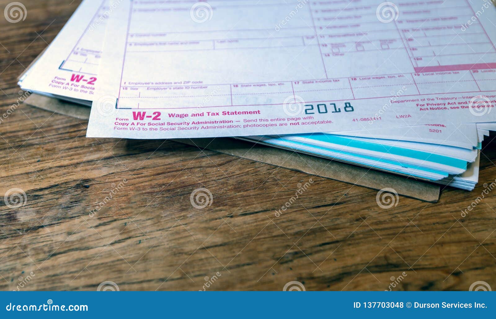W-2 2018 Tax Forms on a Table Editorial Stock Photo - Image of ...