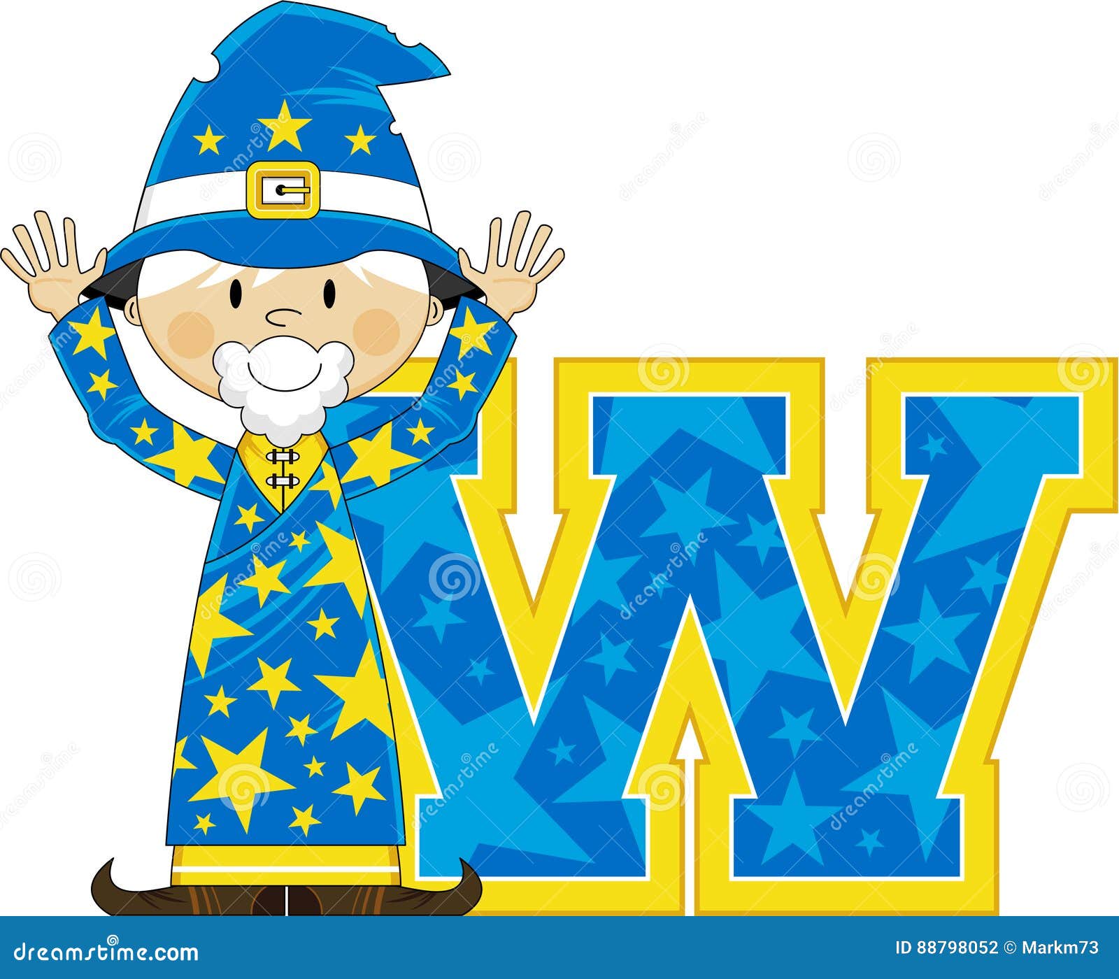 W is for Wizard stock vector. Illustration of educational - 88798052