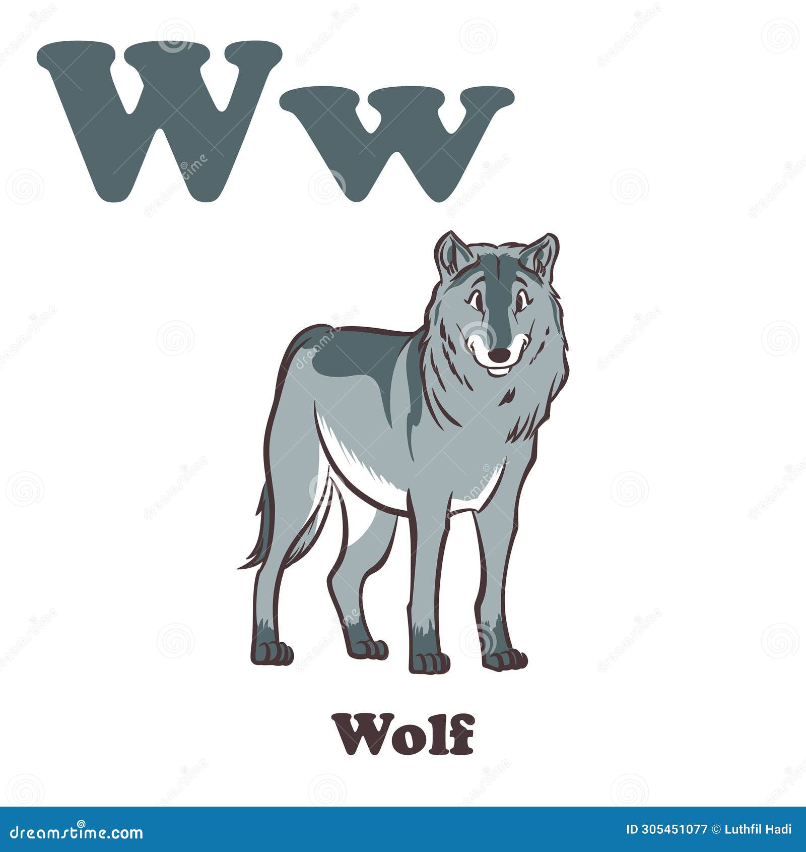W for Wolf stock vector. Illustration of animal, european - 305451077