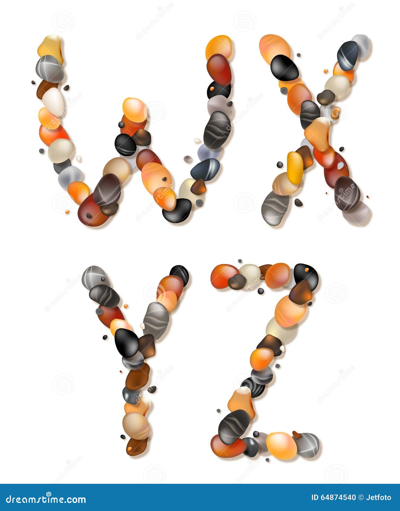 W, X, Y, Z Letras Dos Seixos Ilustração do Vetor - Ilustração de glifo ...