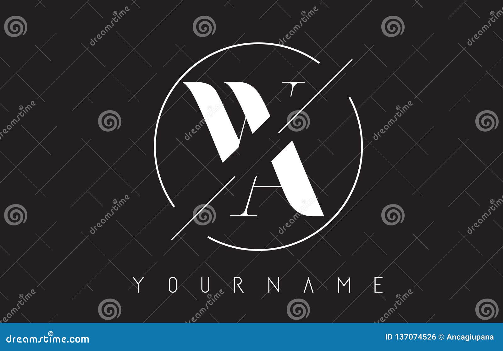 WA Letter Logo with Cutted and Intersected Design Stock Vector ...
