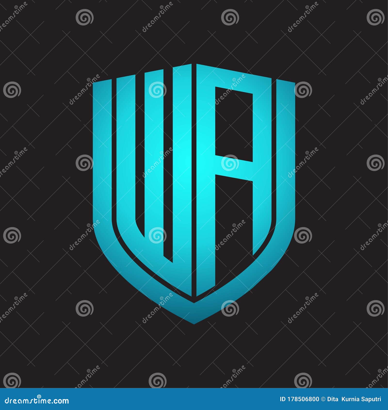WA Logo Monogram with Emblem Shield Design Isolated with Blue Colors on ...