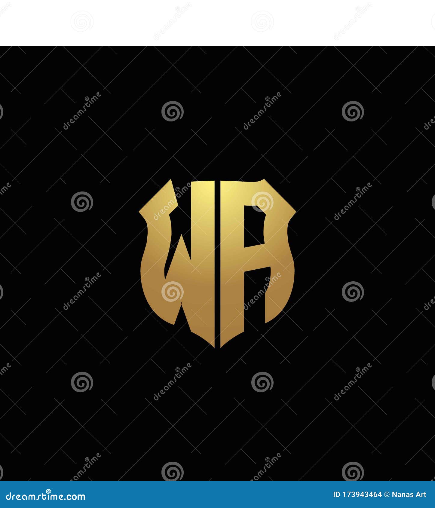 WA Logo Monogram with Gold Colors and Shield Shape Design Template ...