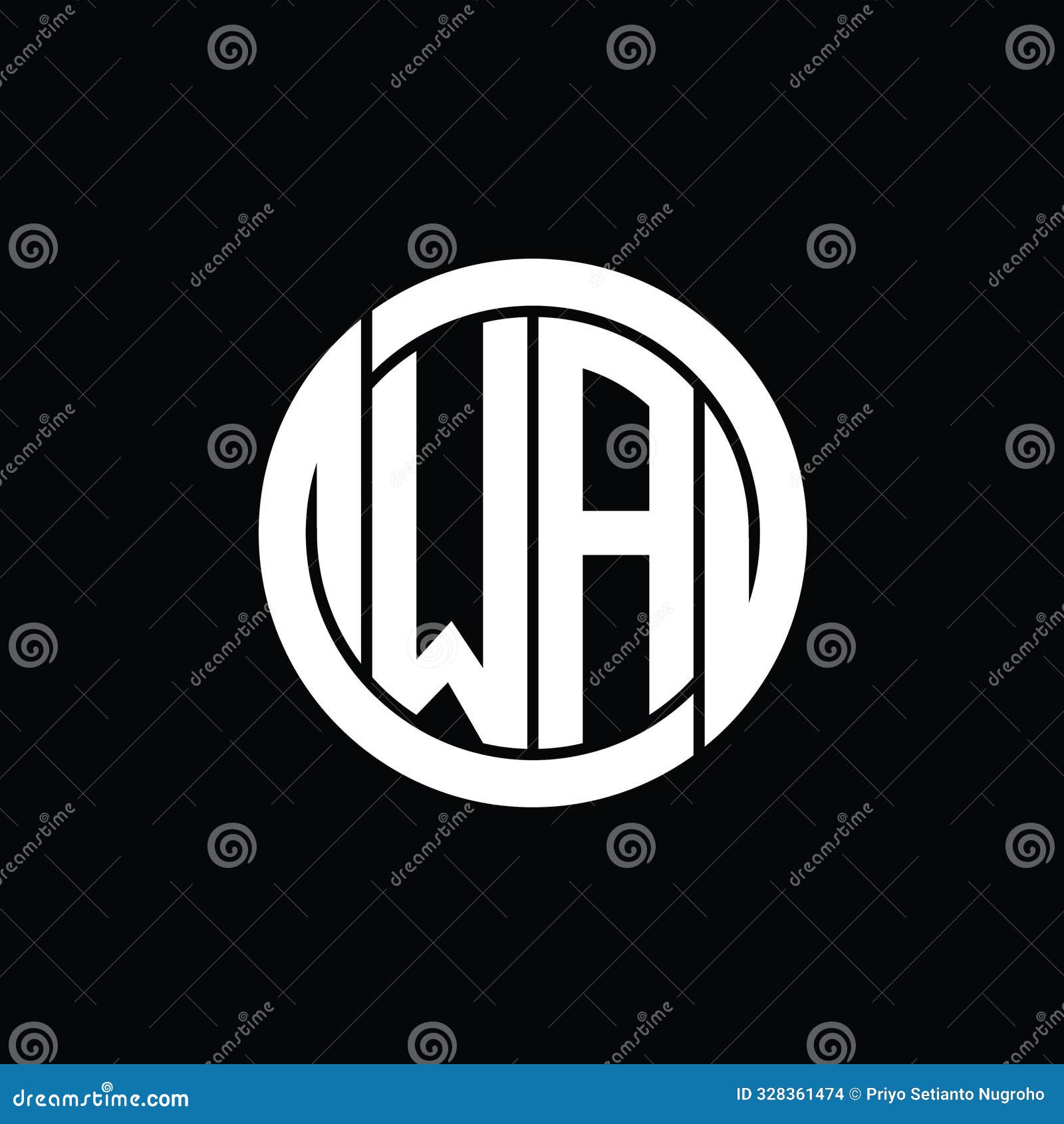 WA Logo Monogram Shield Inside Circle Shape Vector Images Design ...
