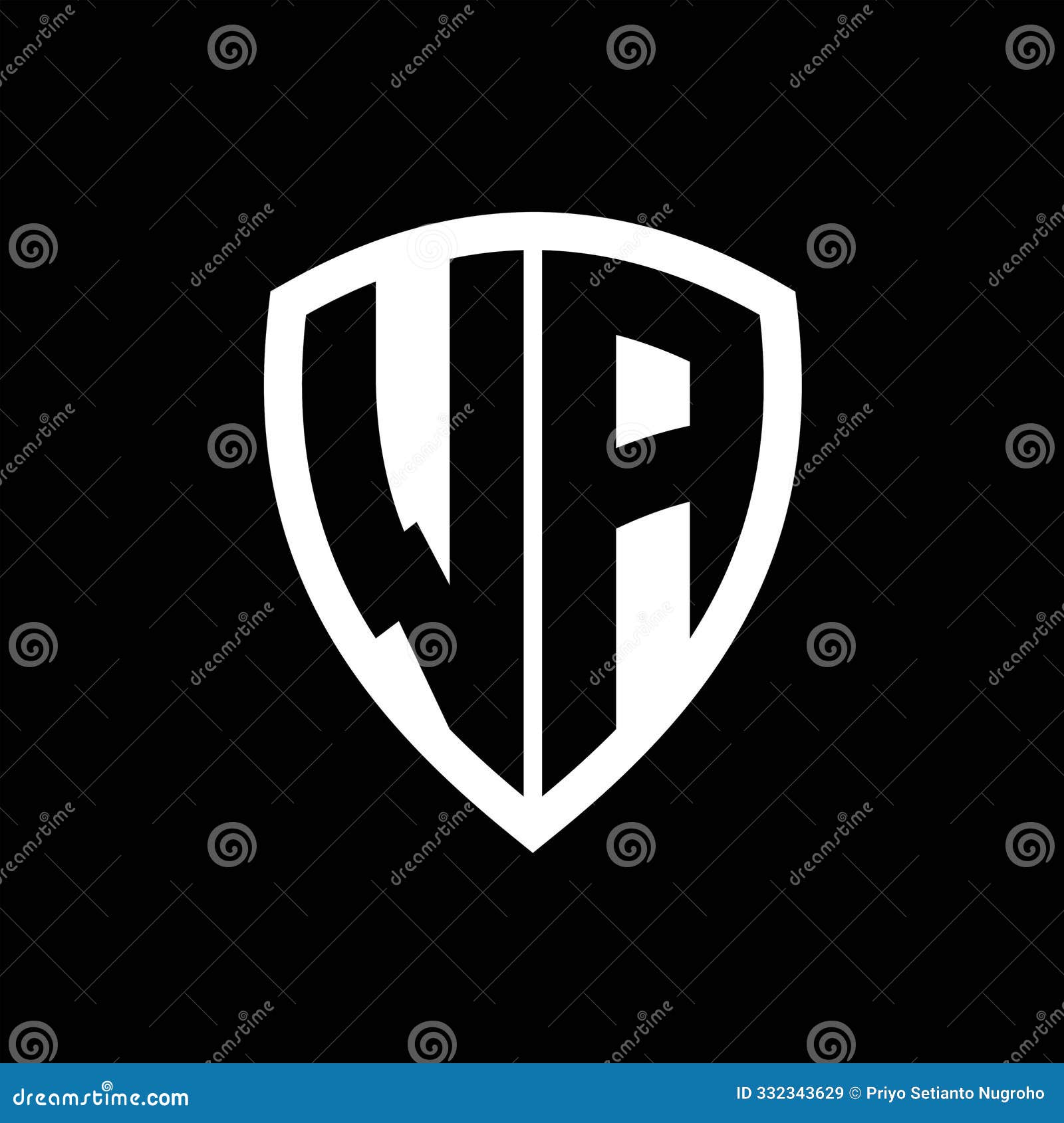 WA Monogram Logo with Bold Letters Shield Shape with Black and White ...